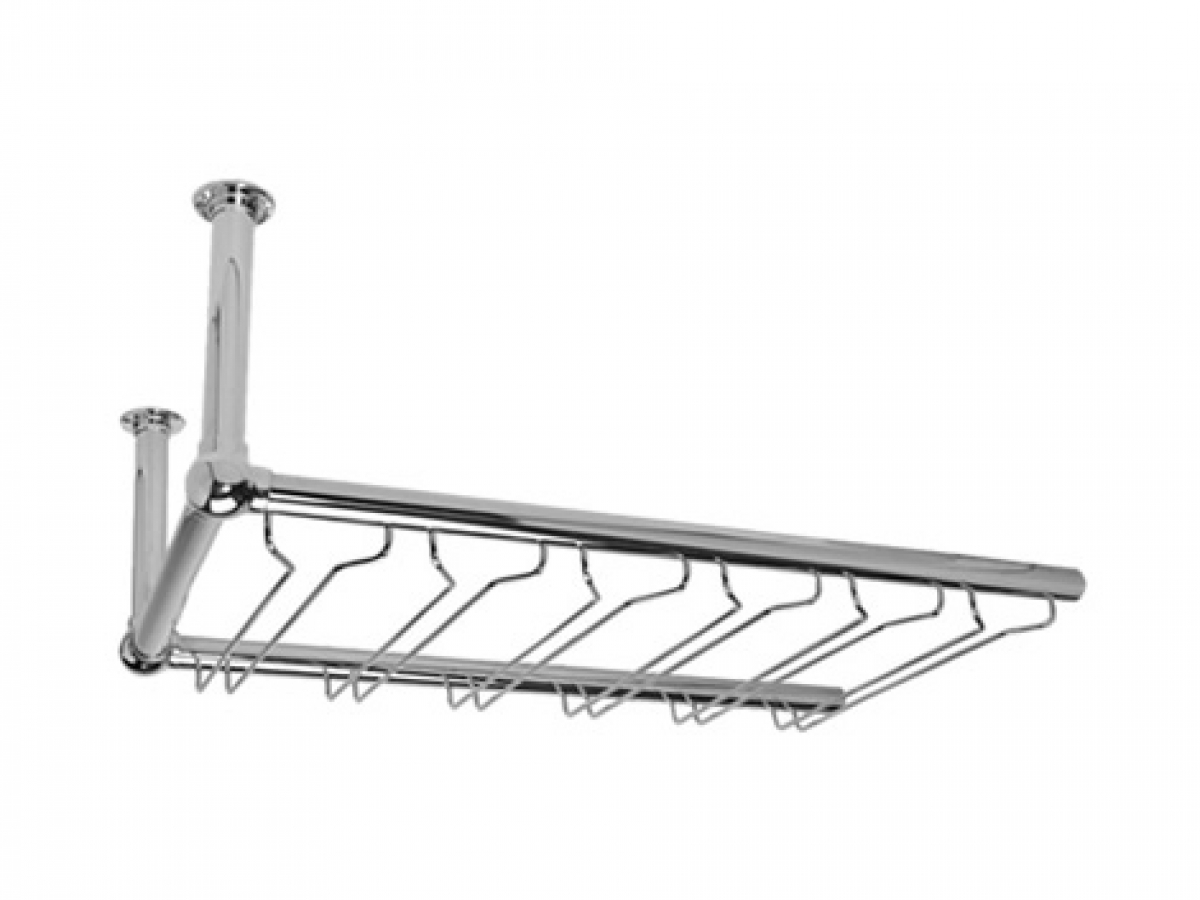 Model OHGR-3A Polished Stainless Steel Overhead Bar Glass Rack 3’ Add ...