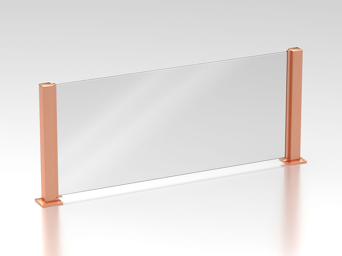 Model P220 Satin Copper Square Partition Post | ESP Metal Products & Crafts