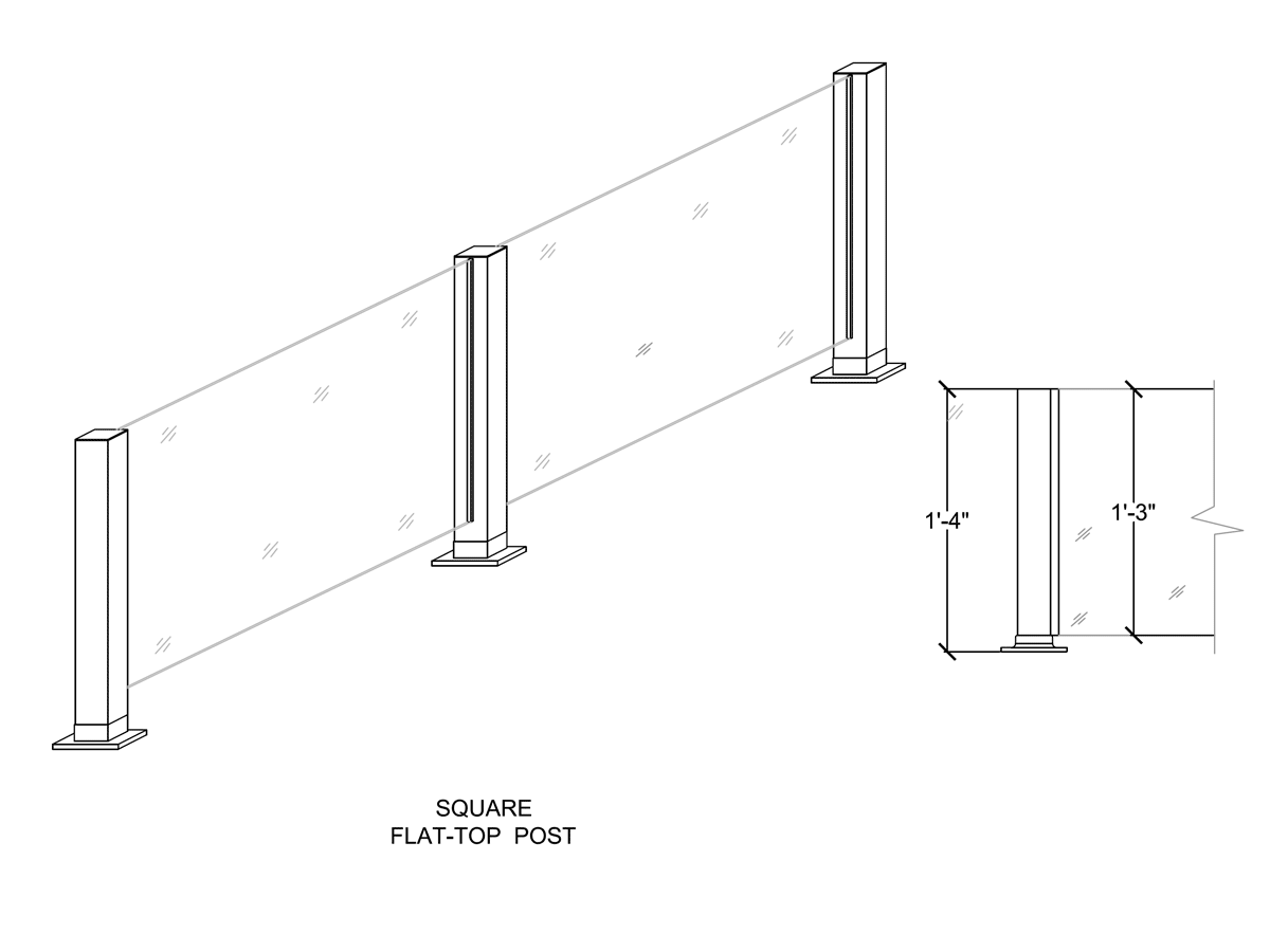 Model P220 Polished Stainless Steel Square Partition Post | ESP Metal ...